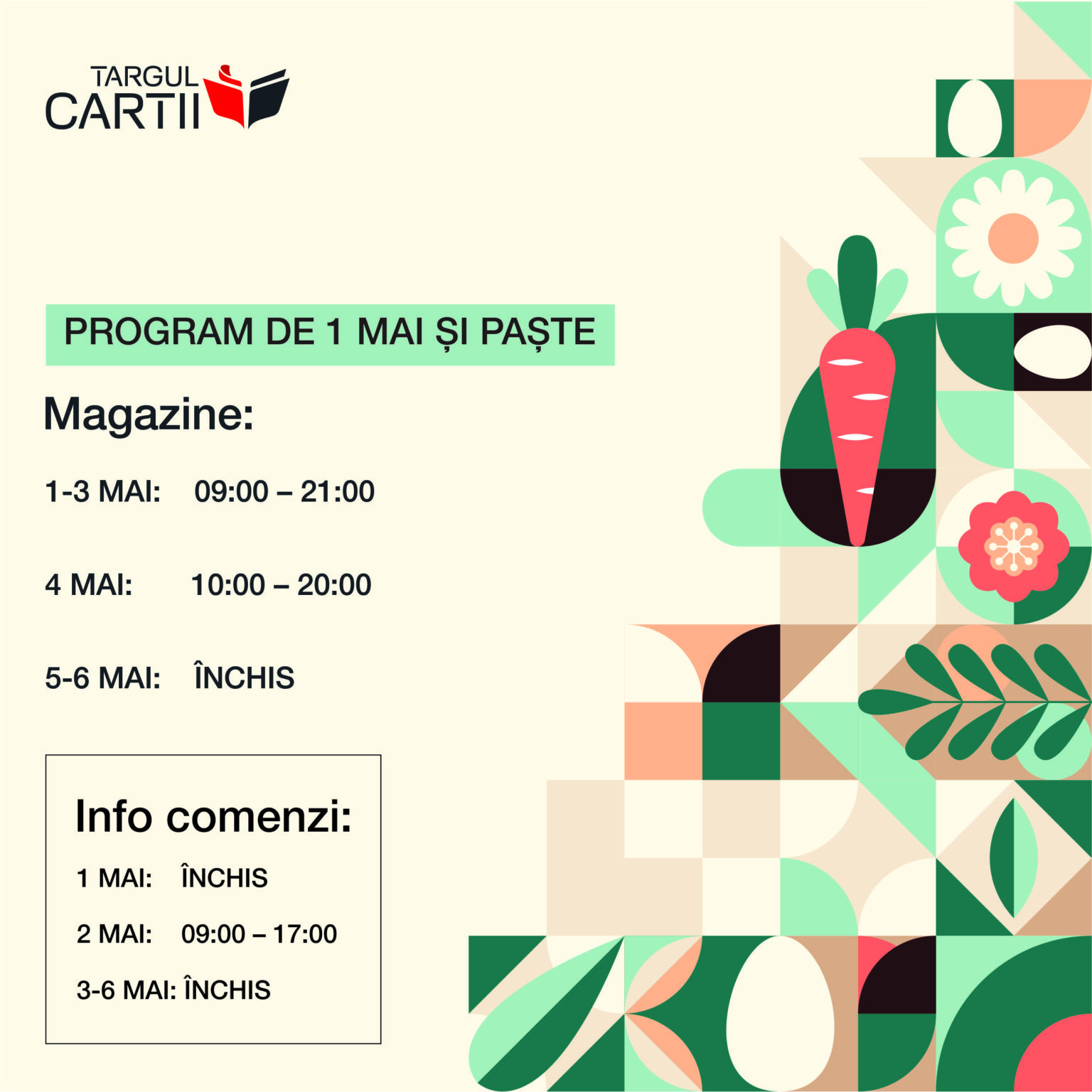 PROGRAM DE 1 MAI ȘI PAȘTE | Blog - TargulCartii.ro